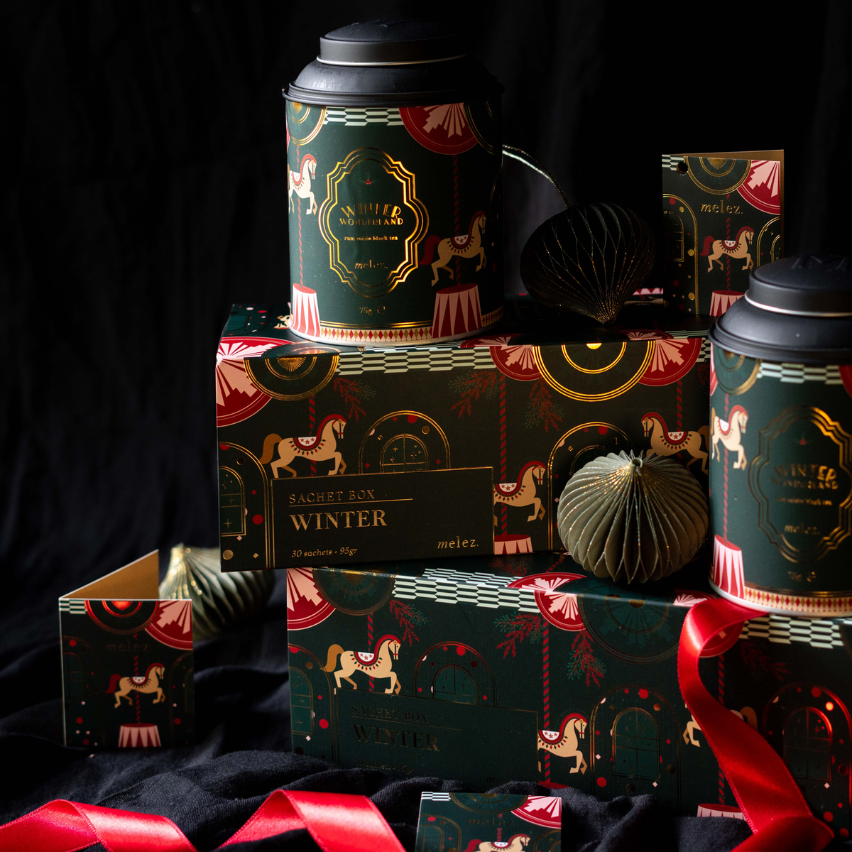 Winter Sachet Kutusu | Siyah Çay Poşetli Kutusu | Melez Tea